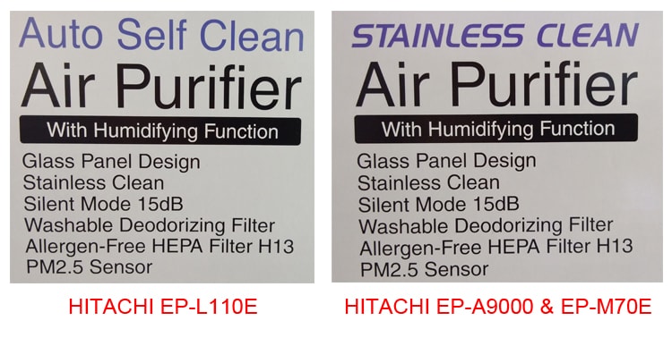 So sánh máy lọc không khí tạo ẩm Hitachi EP-L110E, EP-A9000, EP-M70E